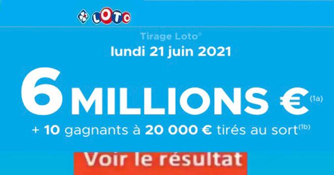 Résultat LOTO 21 juin 2021 tirage FDJ du jour avec Joker+ et codes loto ...